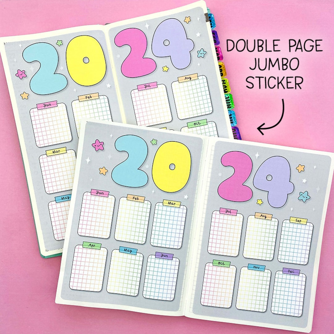 2024 Monthly Double Page Jumbo Sticker Bullet Journaling Stickers ...