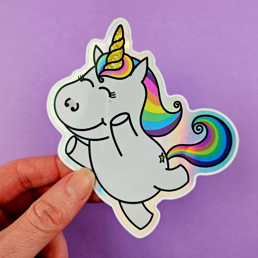 HOLOGRAPHIC Star the Unicorn Vinyl Decal - Laptop Decal Car Decal ...