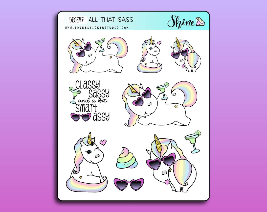 All That Sass Deco Stickers Planner Stickers Cute Happy - Etsy