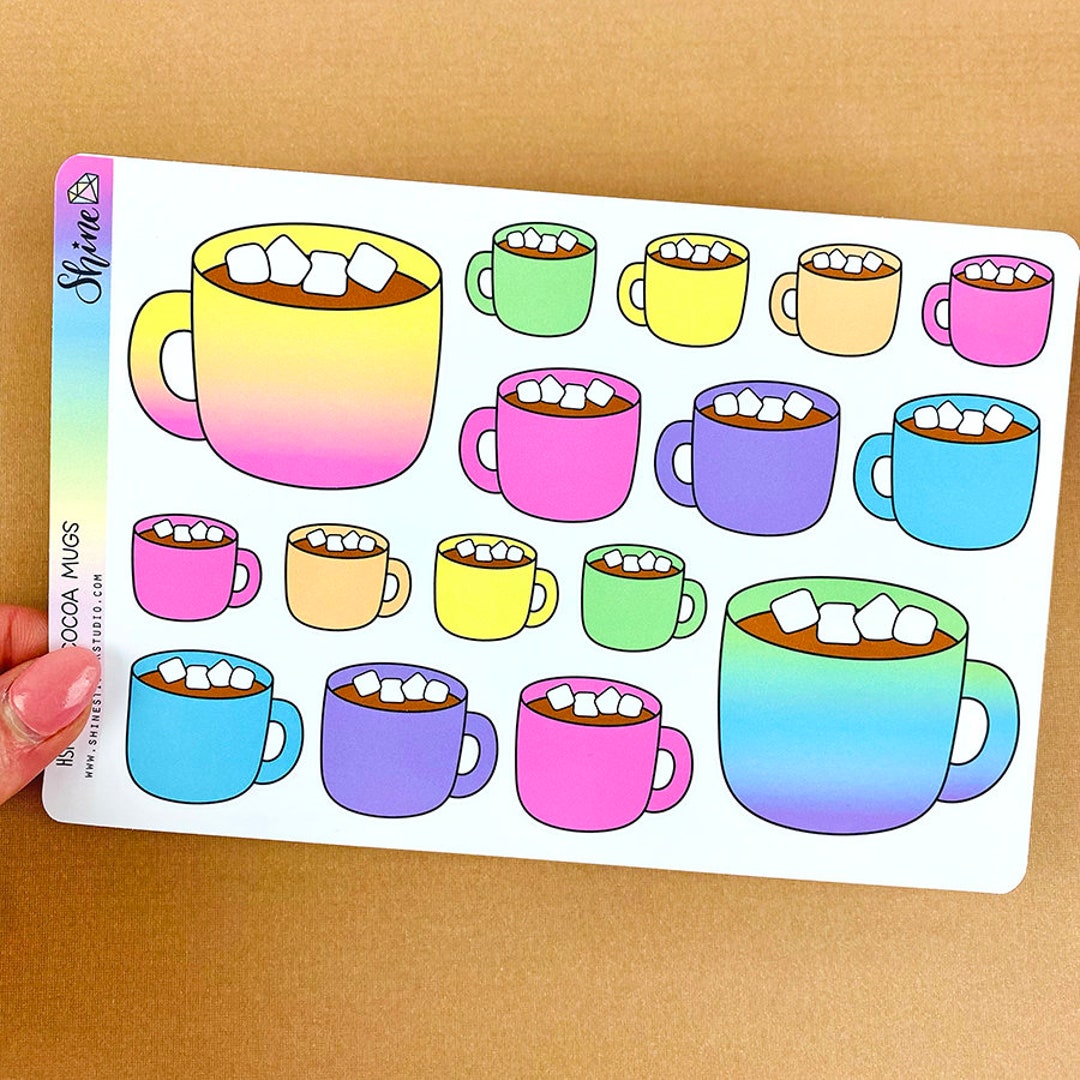 Hot Cocoa Mug Stickers ECLP Happy Planner Recollections Bullet Journal ...