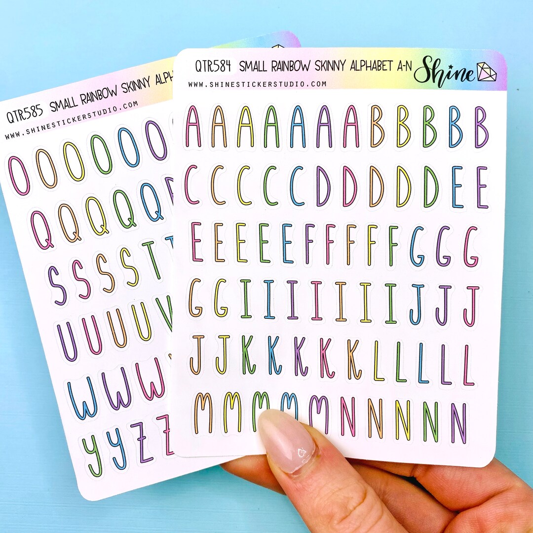 Small Alphabet Rainbow Skinny Letter Stickers ECLP Happy Planner ...