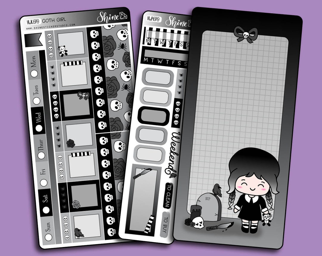 Goth Girl - Hobonichi Weeks Sticker Kit - Planner Stickers Bullet ...