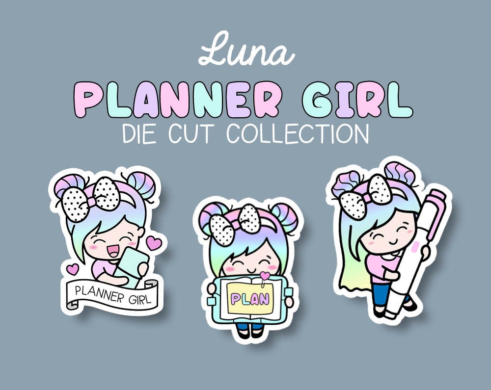 Luna Planner Girl Sticker DIE CUTS - Traveler's Notebook Scrapbook Die ...