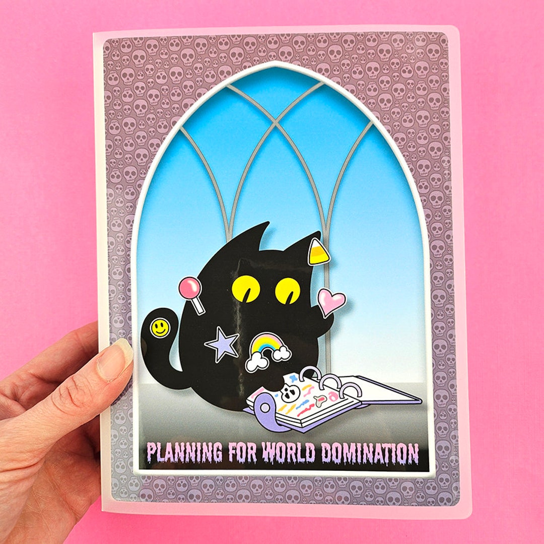Edgar the Cat planning for World Domination 5.5 X 7.75 Sticker Album ...