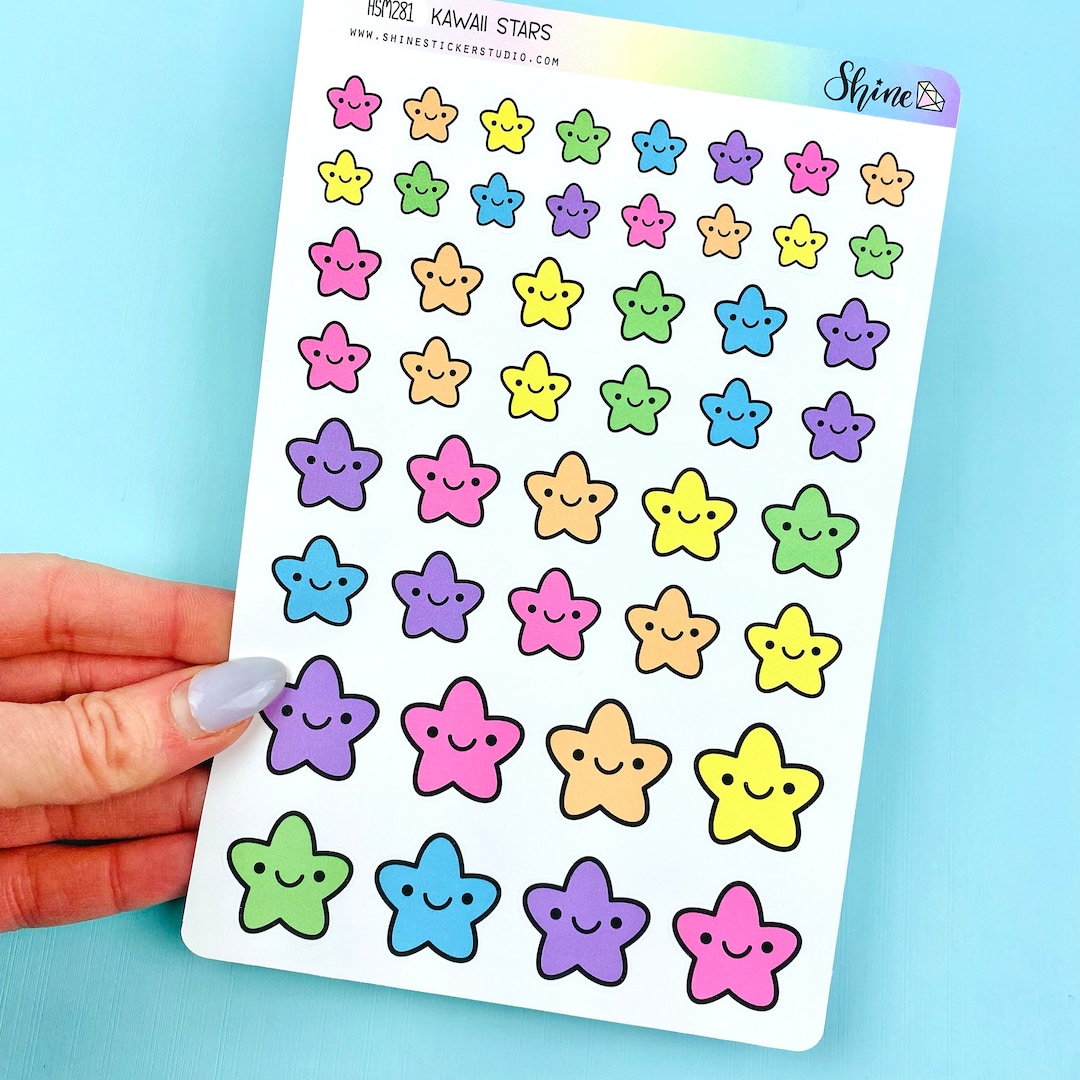 Cute Kawaii Star Stickers Planner Stickers Hobonichi Happy - Etsy
