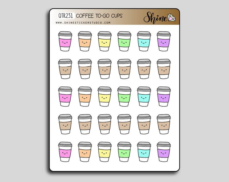 Labels To Go Coffee Cup Planner Stickers Coffee Planner Stickers Paper ...