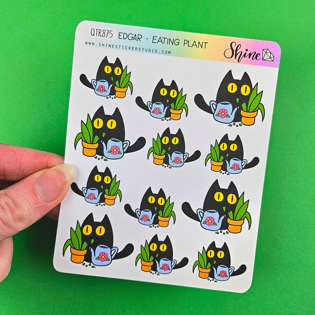 Edgar the Cat Eating Plant Planner Stickers Star the Kitty Deco ...