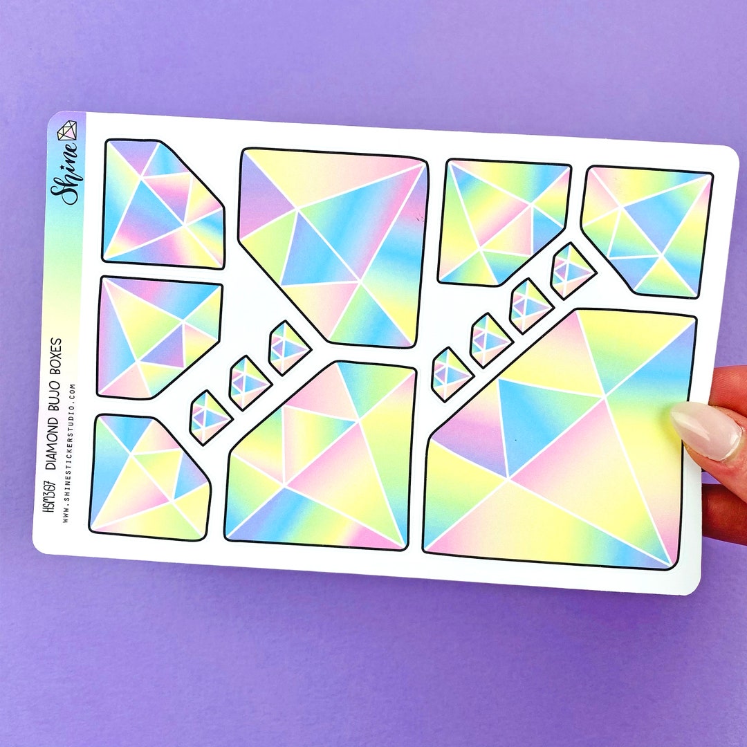 Rainbow Diamond Bujo Boxes Planner Sticker Recollections Happy Planner ...