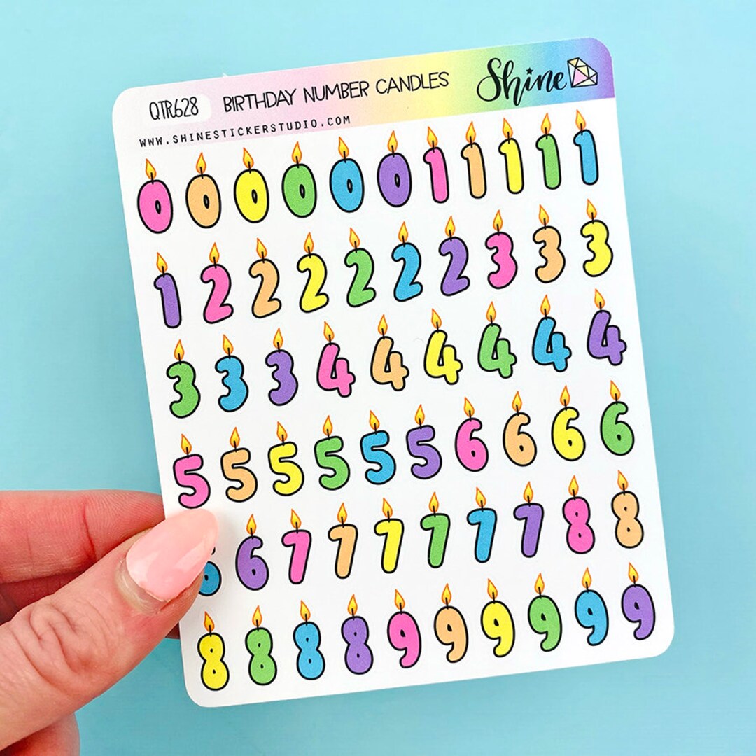 Birthday Candle Number Stickers - Planner Stickers Cute Stickers Happy ...