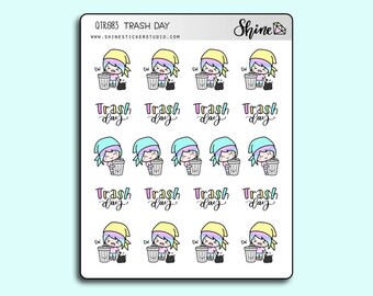 49 Cute Wheelie Bin/trash/garbage/rubbish Planner Stickers - Etsy