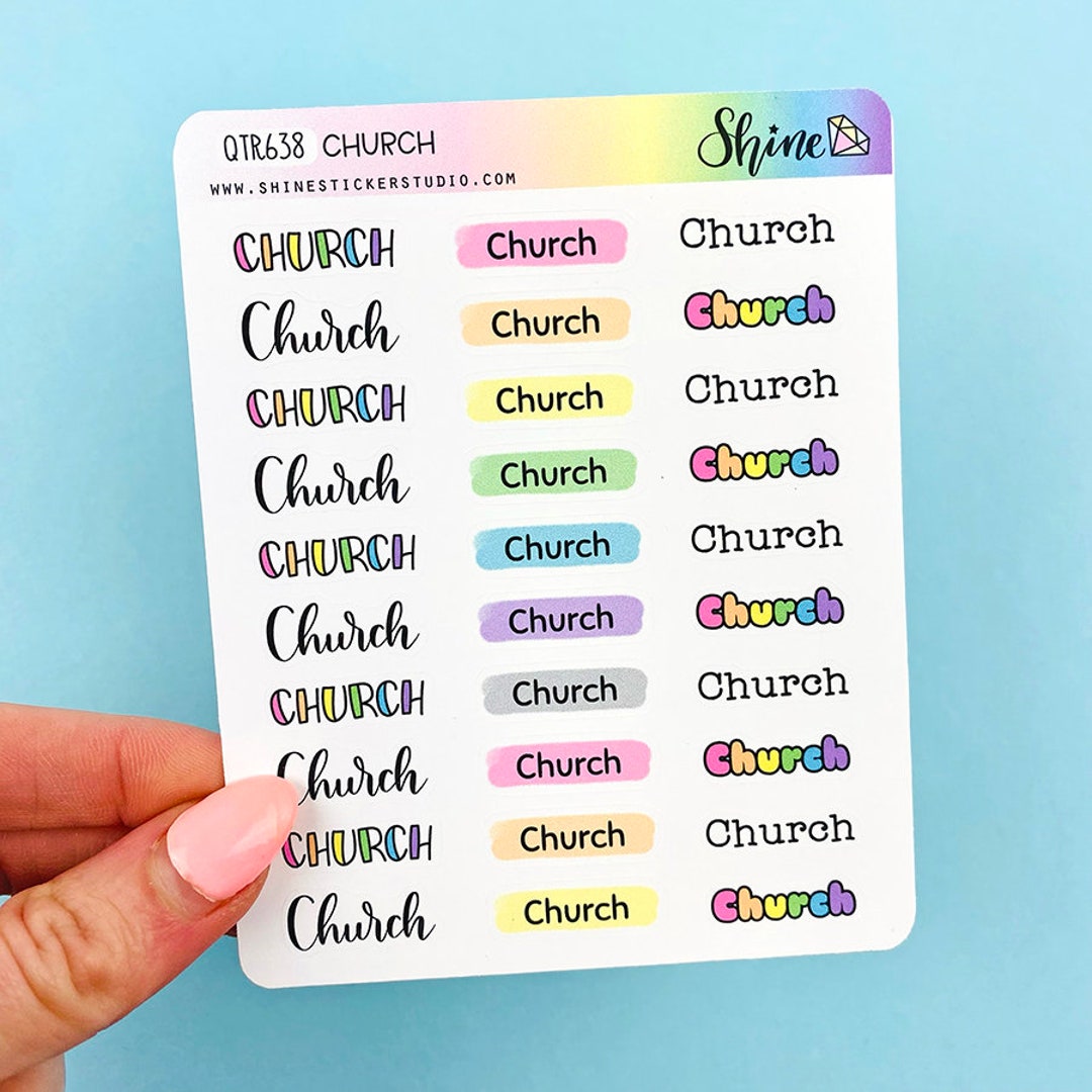 Church Stickers Typography Planner Stickers Happy Planner Life Planner ...