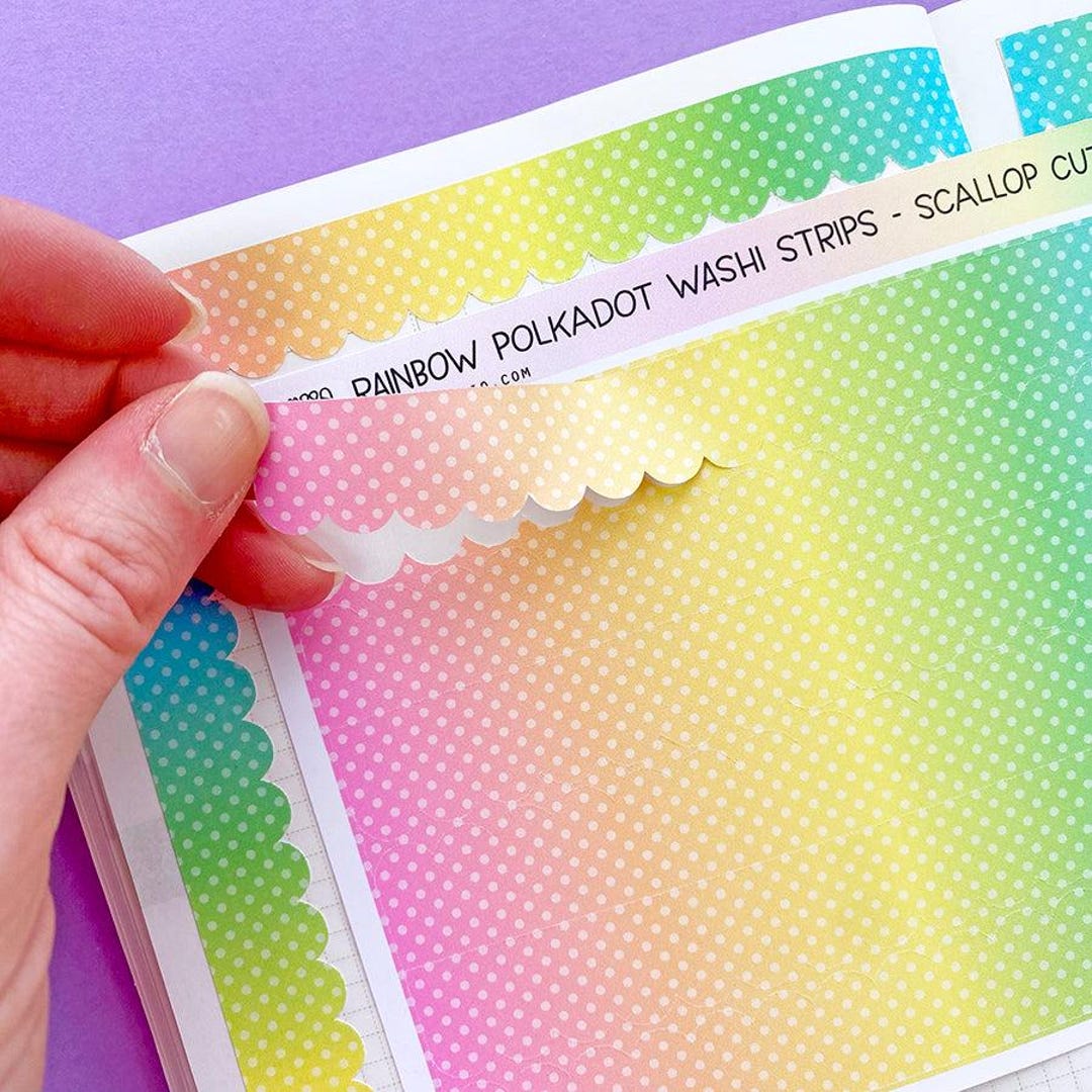Rainbow Polkadot Washi Strip Planner Stickers - Scallop Cut - Etsy