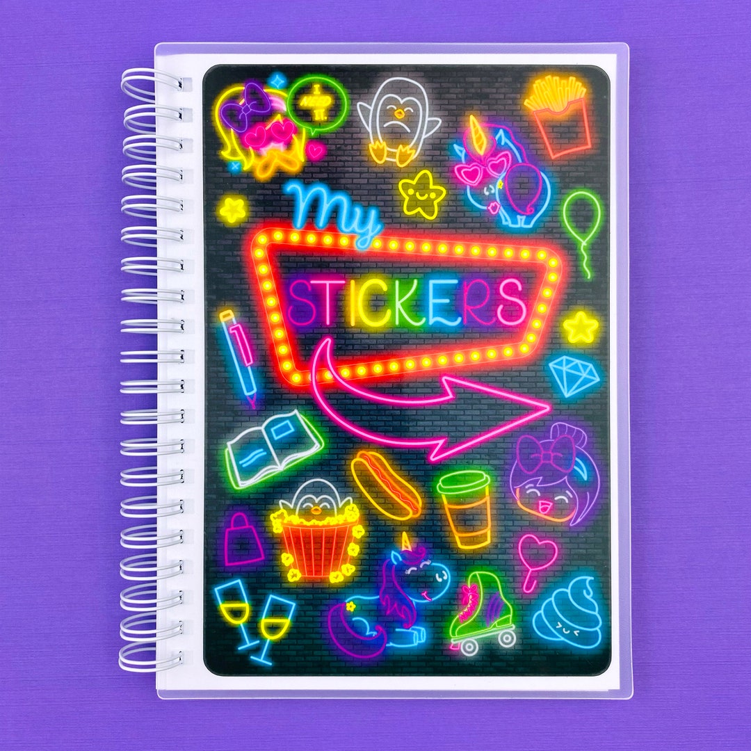 Neon Reusable Sticker Book - Cute Kawaii Shine Characters Reusable ...