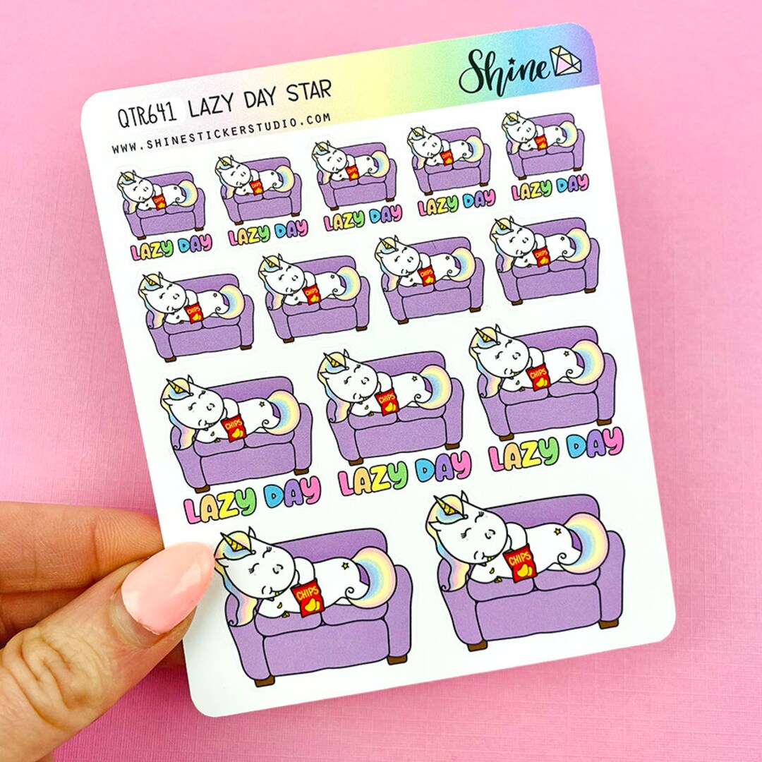 Lazy Day Star Stickers Star the Unicorn Planner Stickers Happy Planner ...