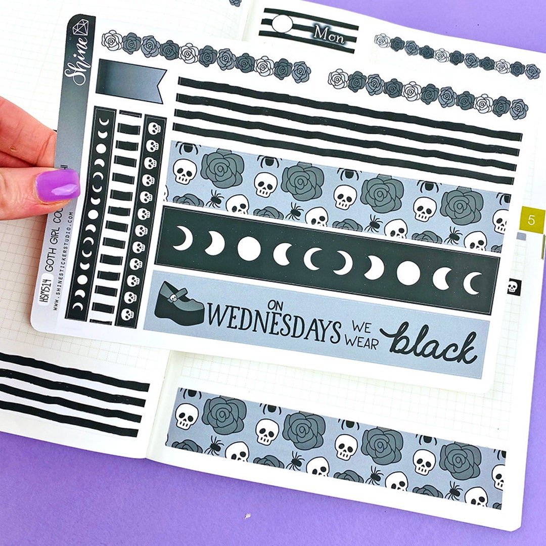 Goth Girl Hobonichi Cousin Daily Washi Strip Stickers Planner Hobonichi ...