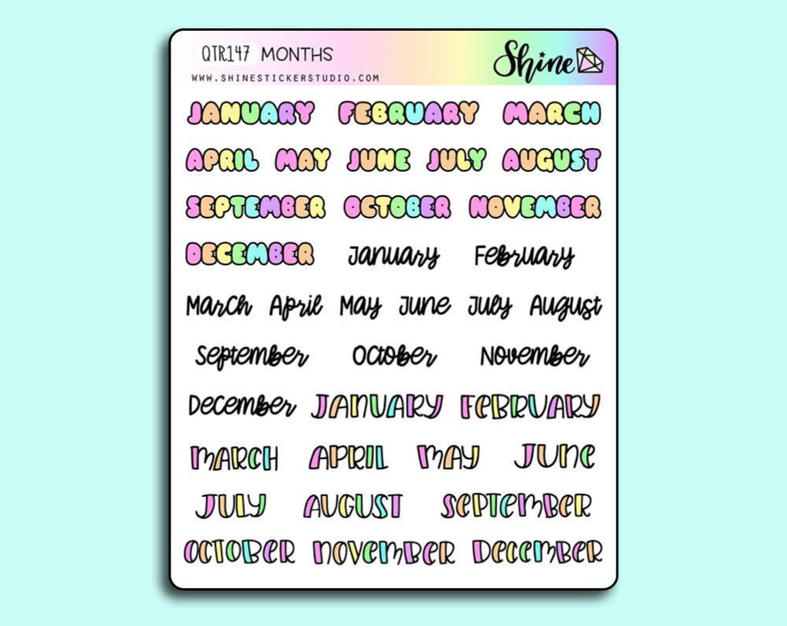 Months Stickers Planner Stickers Cute ECLP Stickers Happy | Etsy