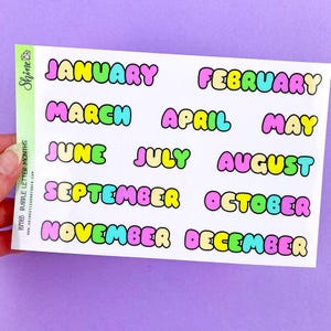 Large Bubble Letter Months Planner Stickers - Etsy