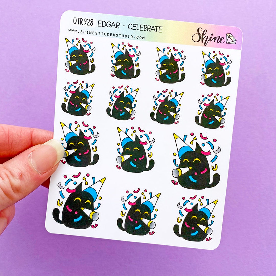 Edgar the Cat Celebrate Planner Stickers Kitty Deco Stickers ECLP ...