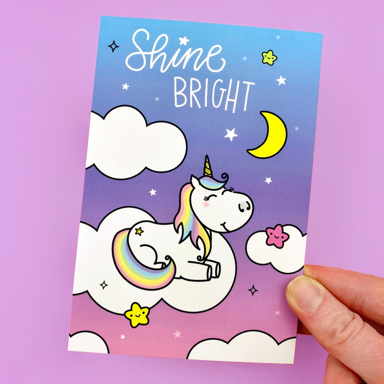 Shine Bright Star the Unicorn Journal Card Dashboard Pencil | Etsy