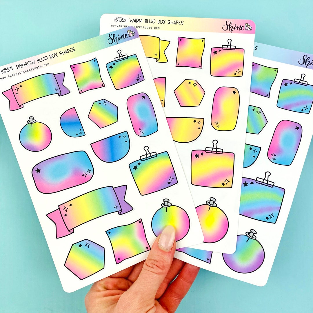 Colorful Bujo Box Shapes Planner Sticker Recollections Happy - Etsy