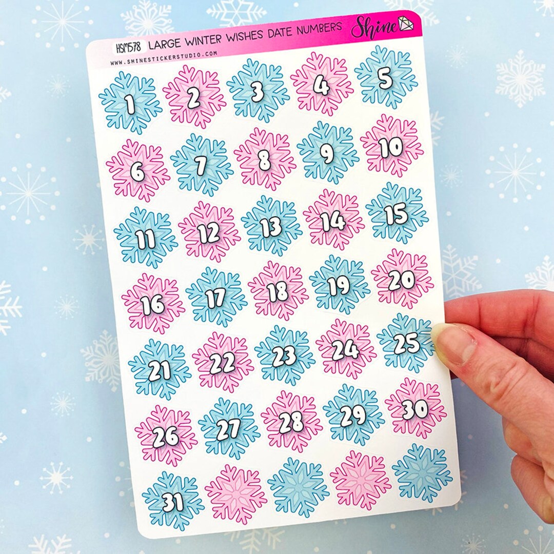 Large Winter Wishes Date Numbers ECLP Happy Planner Recollections ...