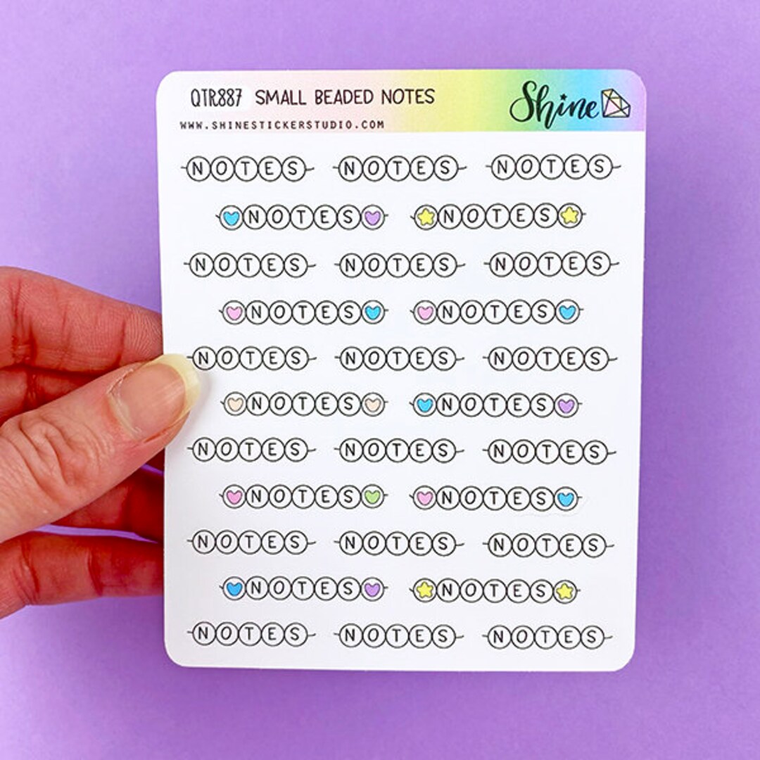 Small Beaded Notes Stickers Planner Sticker Hobonichi Weeks Cousin A6 ...