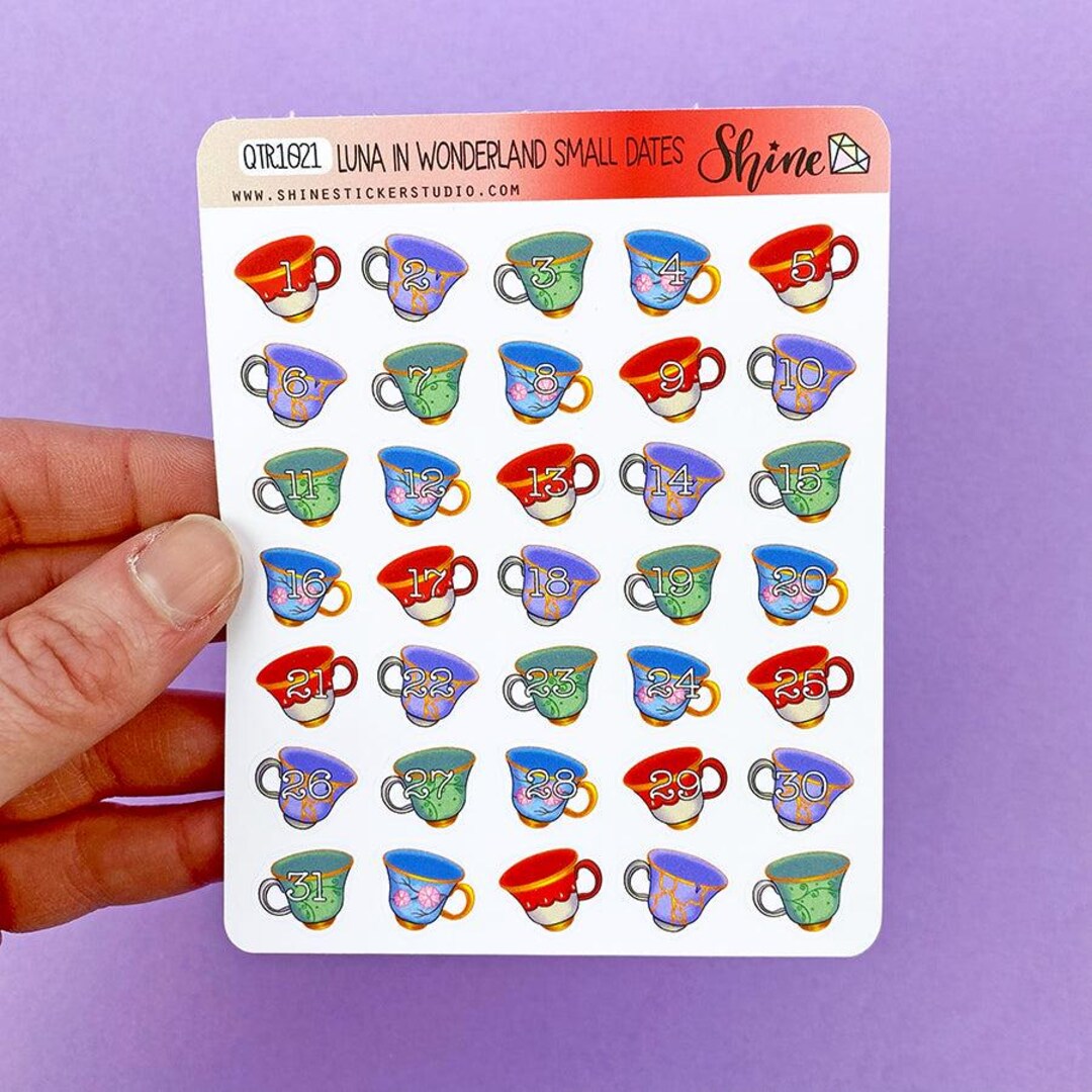 Luna in Wonderland Small Date Number Planner Stickers - Etsy