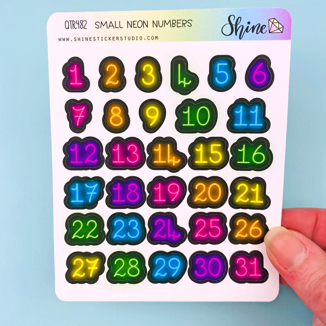 Small Neon Date Numbers Planner Stickers Print Pression Recollections ...
