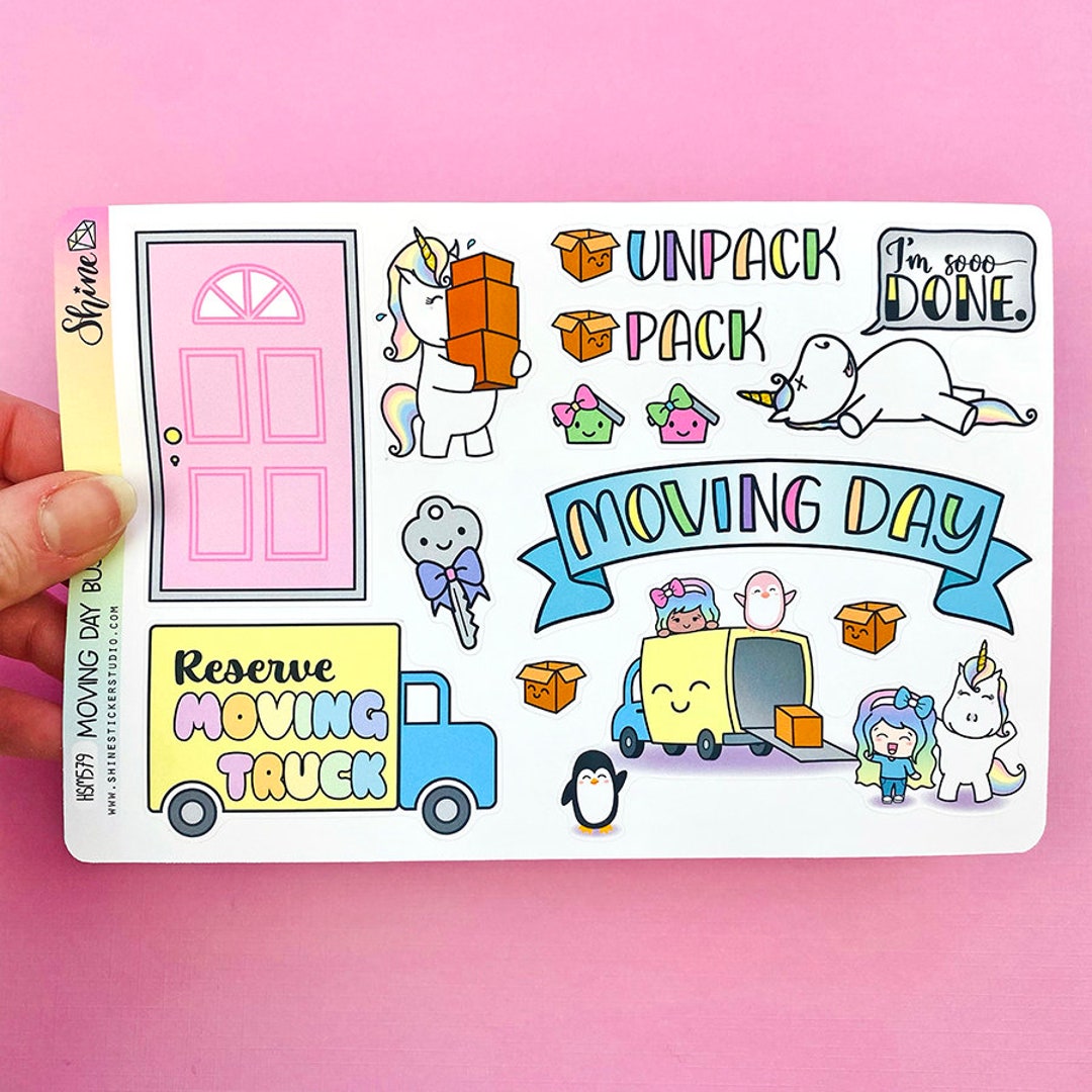 Moving Day Bujo Deco Stickers ECLP Happy Planner Recollections Bullet ...