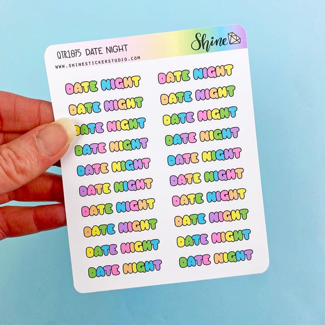 Bubble Letter "date Night" Stickers - Etsy
