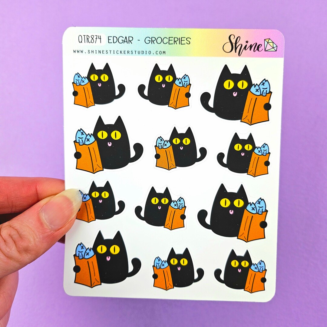 Edgar the Cat Groceries Planner Stickers Star the Kitty Deco Stickers ...