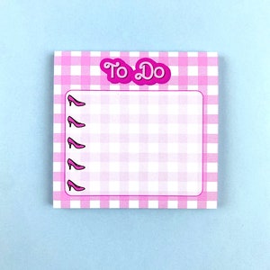 Pink Gingham to Do Post-it® Notes Repositionable Self Stick Notes, Cute ...