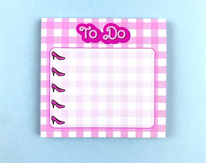 Pink Gingham to Do Post-it® Notes Repositionable Self Stick Notes, Cute ...