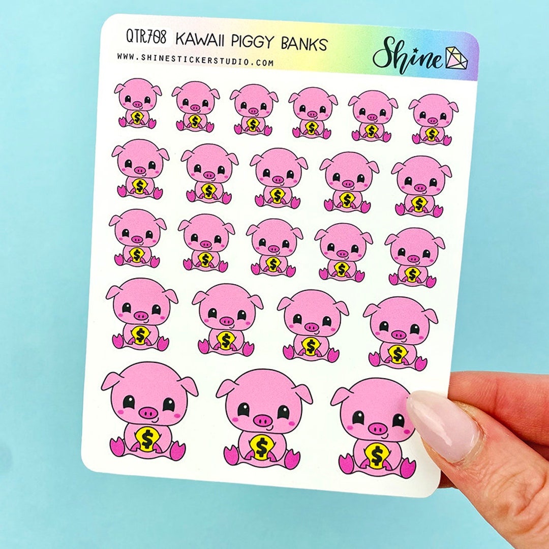 Kawaii Piggy Bank Stickers Planner Stickers Cute Stickers - Etsy