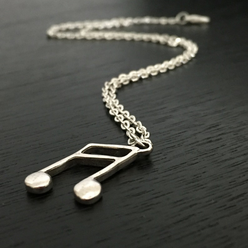 Silver Music Note Necklace Charm Necklace Musician Necklace | Etsy