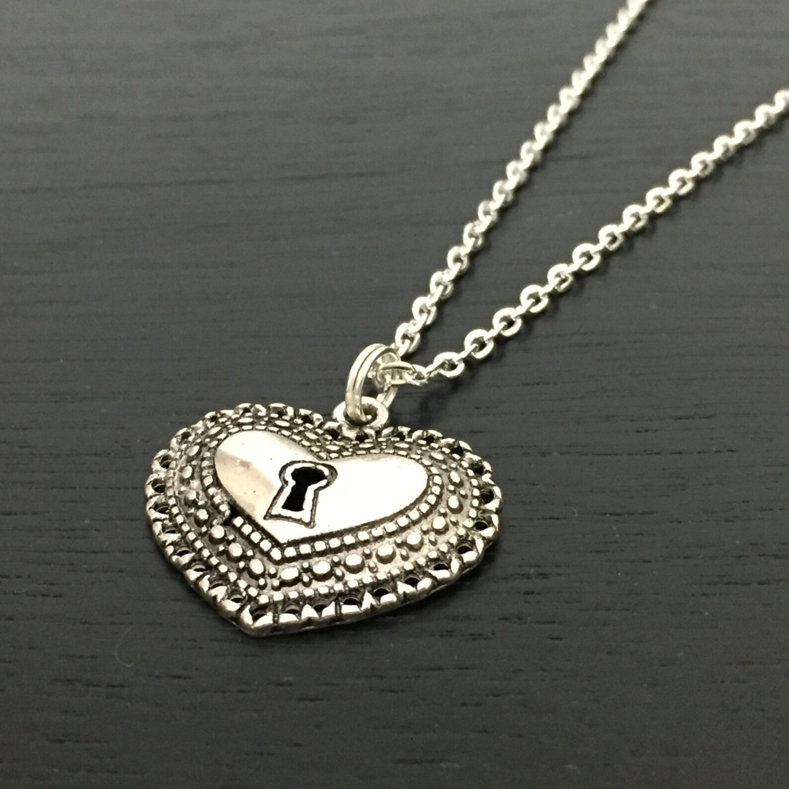 Heart Lock Necklace Silver Charm Necklace Personalized - Etsy