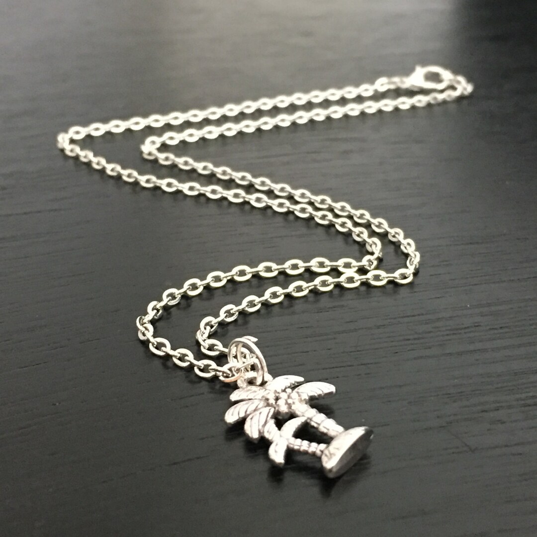 Palm Tree Necklace, Silver Palm Tree Charm, Personalized Jewelry ...
