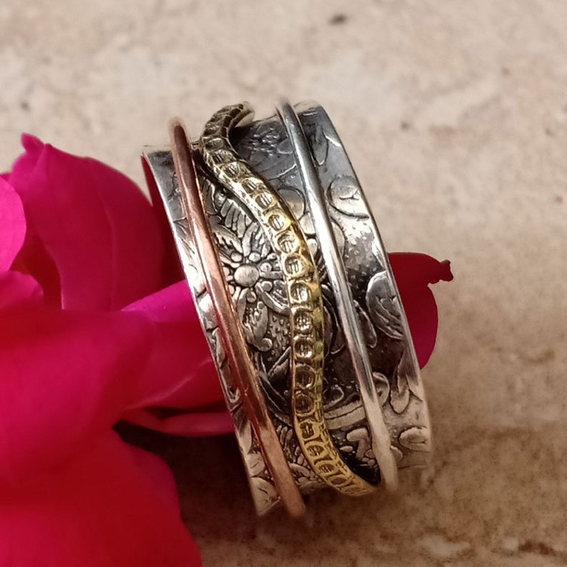 AAA Silver Spinner Ringtexture Designer Ringanxiety Ring - Etsy