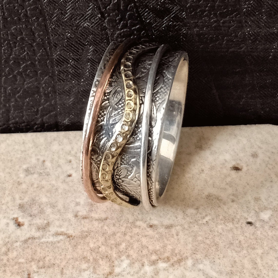 AAA Silver Spinner Ringtexture Designer Ringanxiety Ring - Etsy
