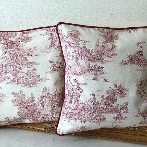 Red and White Toile - Etsy