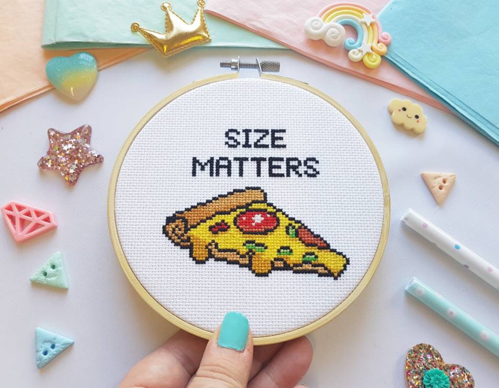 Pizza Gift Pizza Cross Stitch Pizza Embroidery Pizza | Etsy