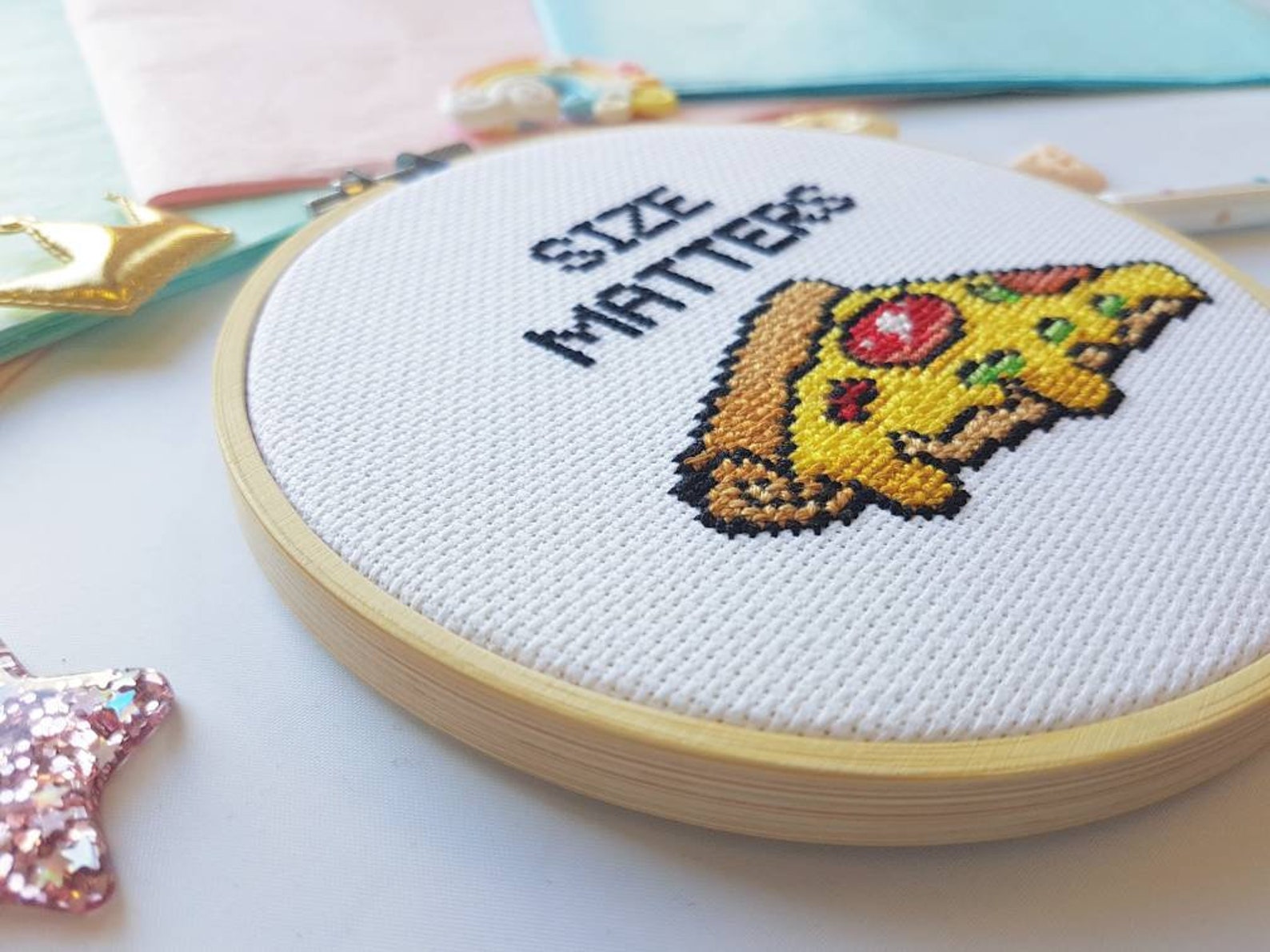 Pizza Gift Pizza Cross Stitch Pizza Embroidery Pizza | Etsy