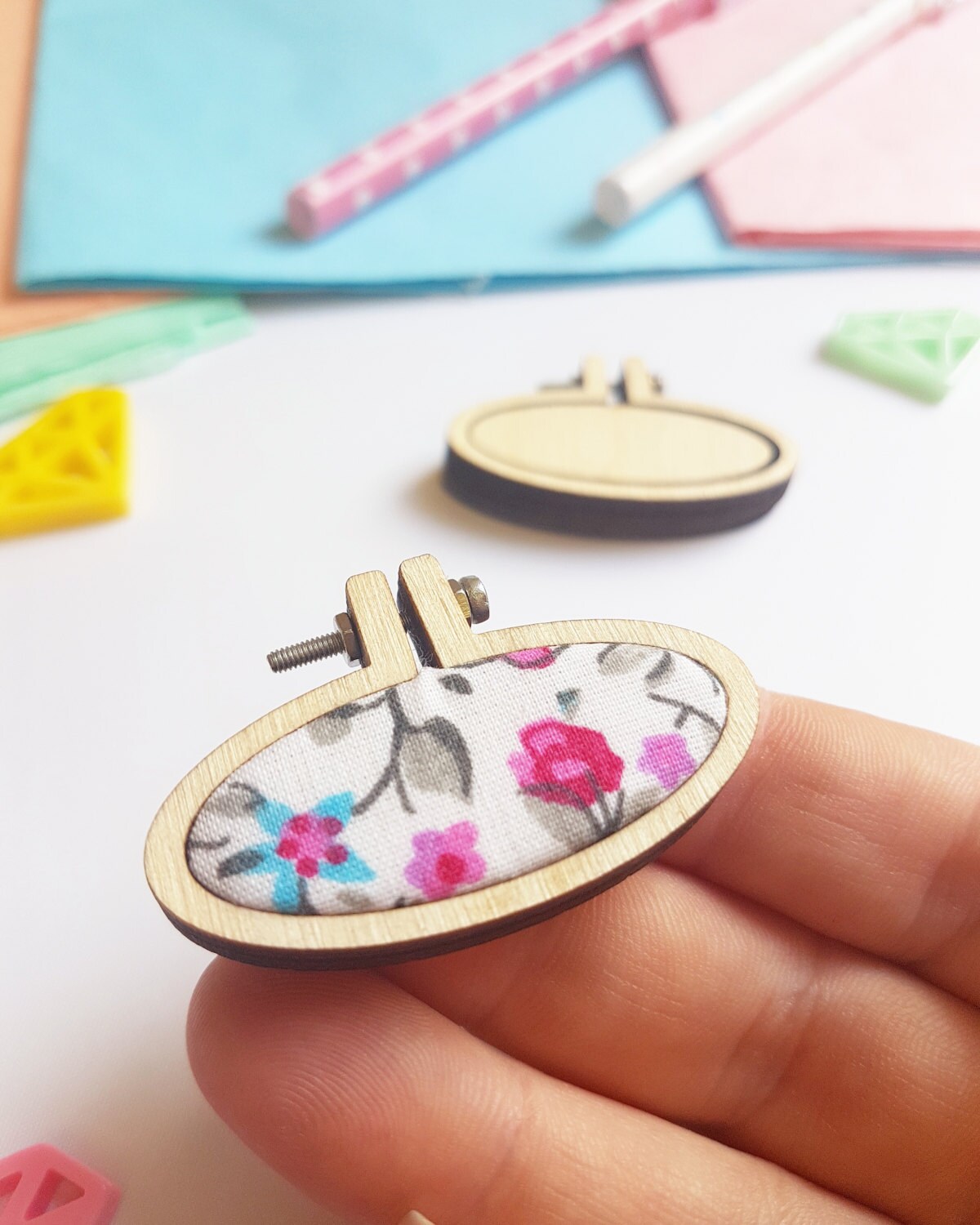 Mini Embroidery Hoop W/ Brooch 45mm X 20mm Tiny Hoop Mini | Etsy UK