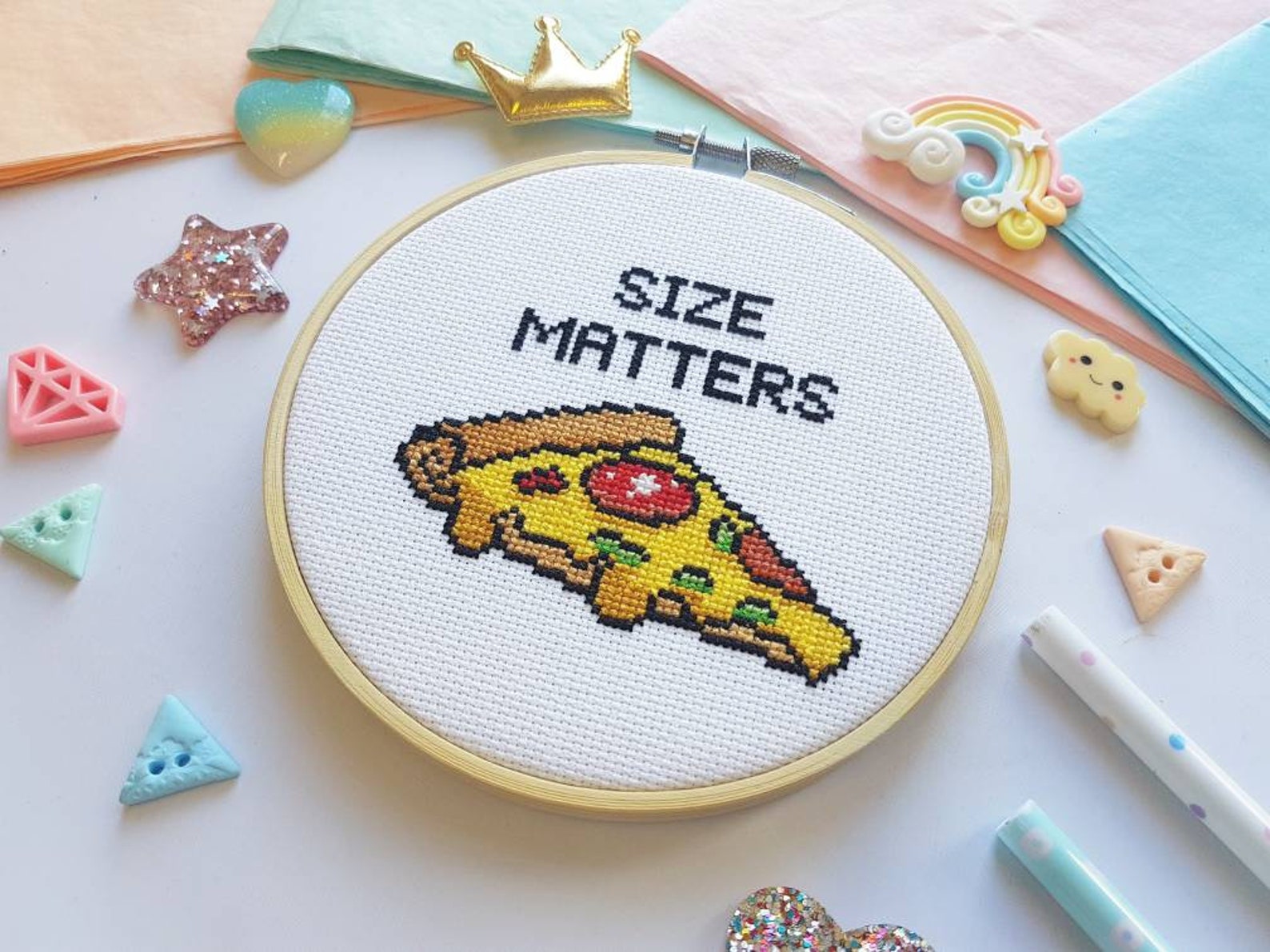 Pizza Gift Pizza Cross Stitch Pizza Embroidery Pizza | Etsy