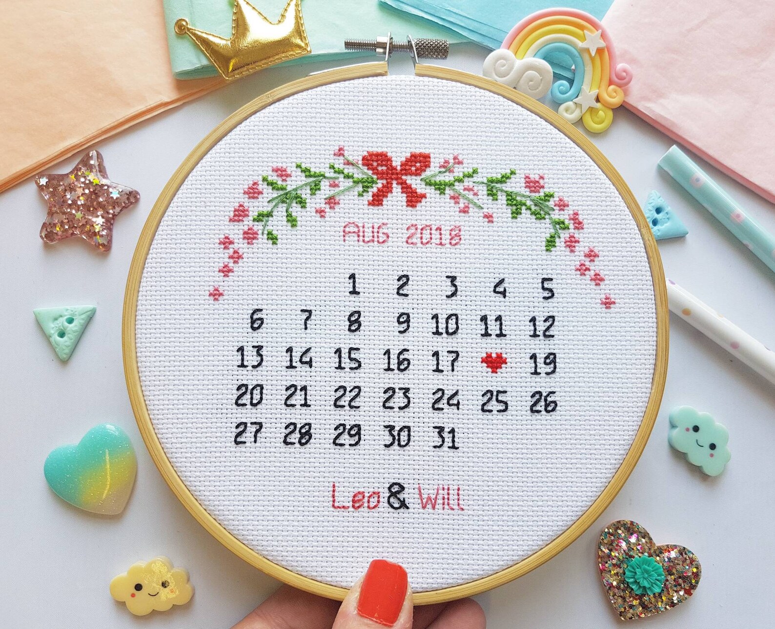 Wedding Calendar Cross Stitch Personalised Wedding Calendar - Etsy