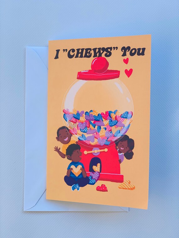 Gumball Valentines Day Greeting Card Black Love Card Cute - Etsy