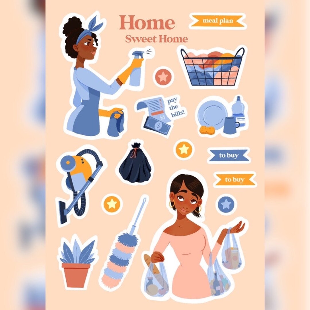 Black Woman Home Sweet Home Vinyl Sticker Sheet - Etsy
