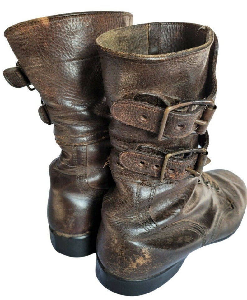 WWII WW2 US Double Buckle Brown Lined Cuff Leather Boots 10R - Etsy