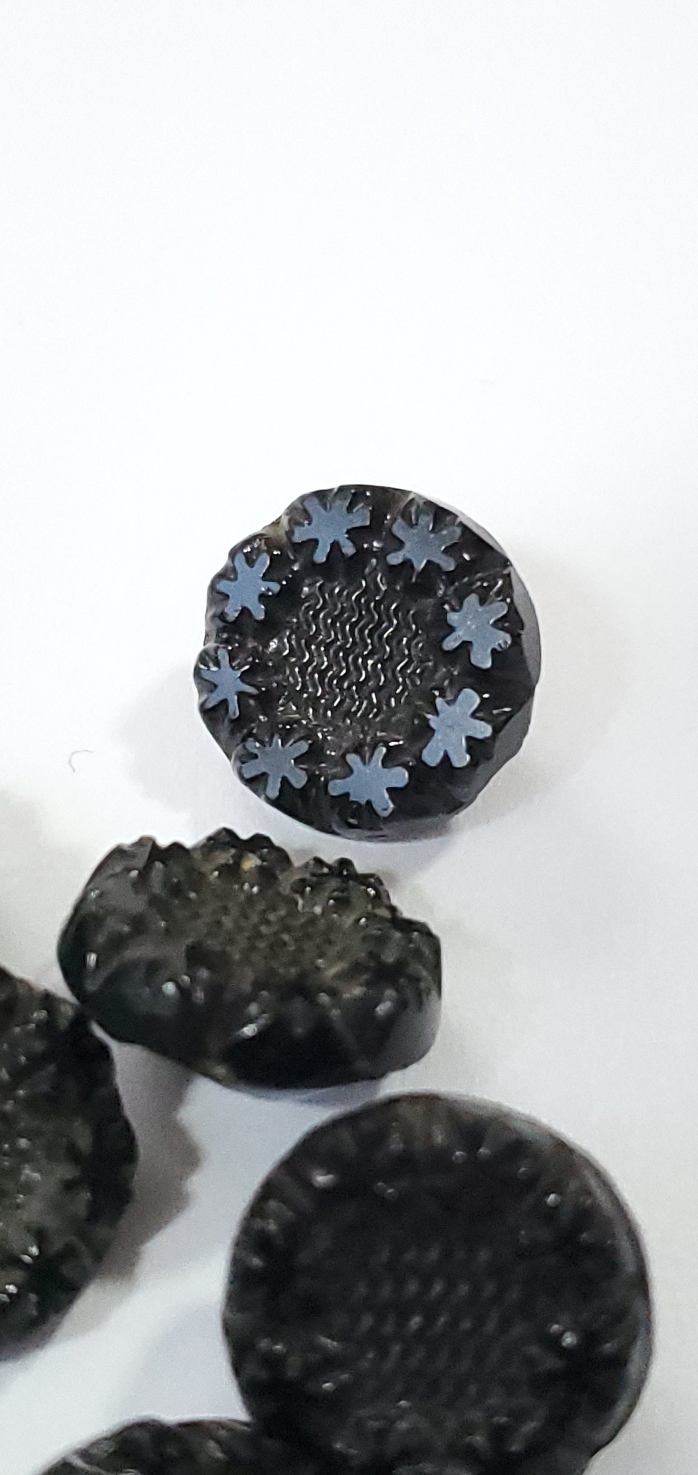 Antique Victorian Mourning Button Lot French Poured Jet Glass Downton ...