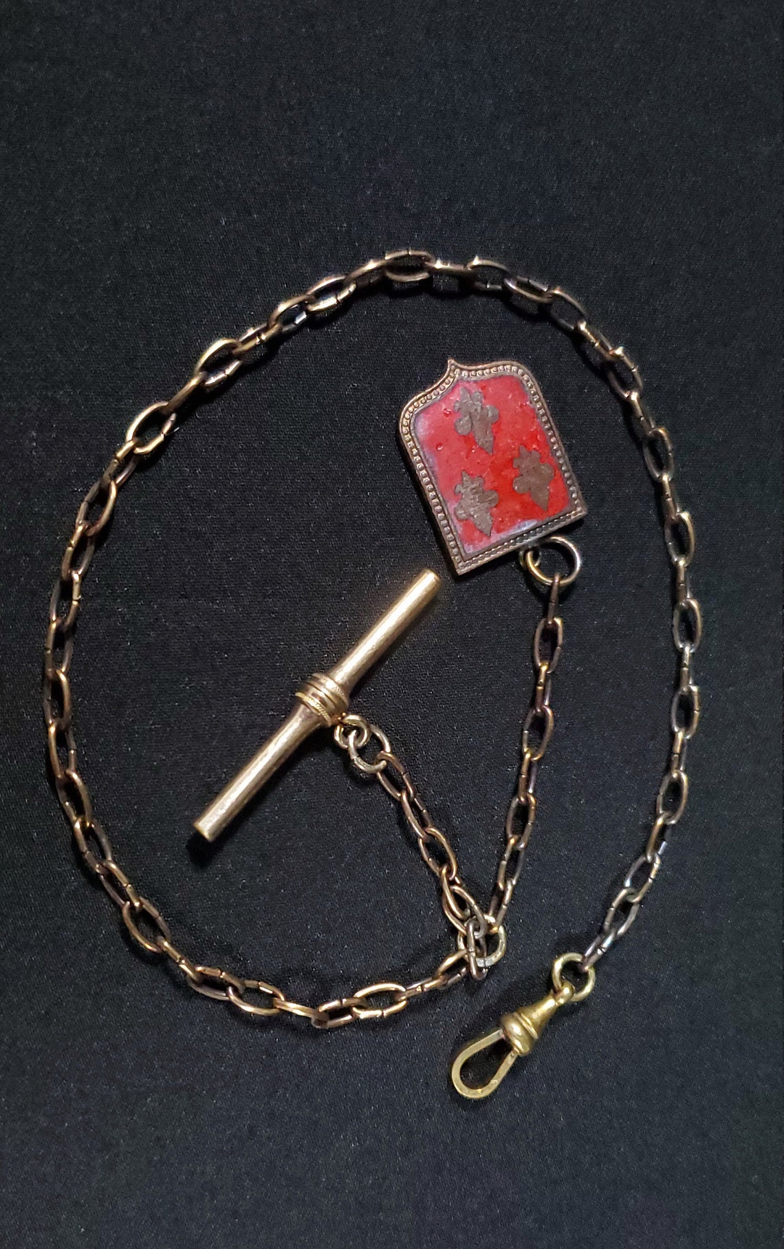Antique Victorian Pocket Watch Chain Fob With Shield Fob Charm - Etsy